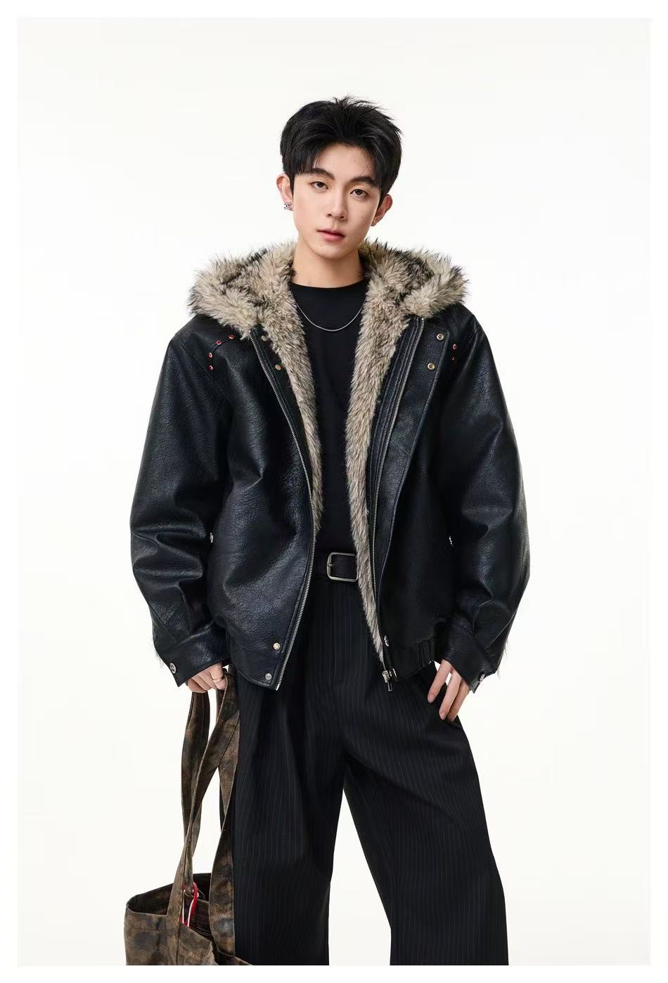 Vintage Lapel PU Leather Jacket - Classic Style Comfortable Versatile ...